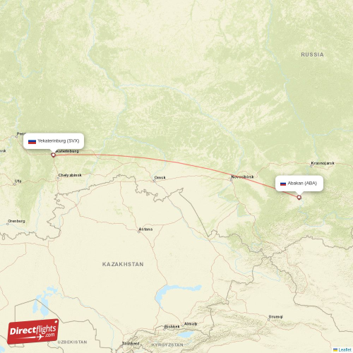 Direct flights from Abakan to Yekaterinburg (ABA-SVX) - Directflights.com