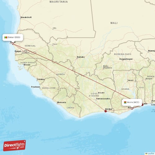 Direct flights from Accra to Dakar, ACC to DSS non-stop - Directflights.com
