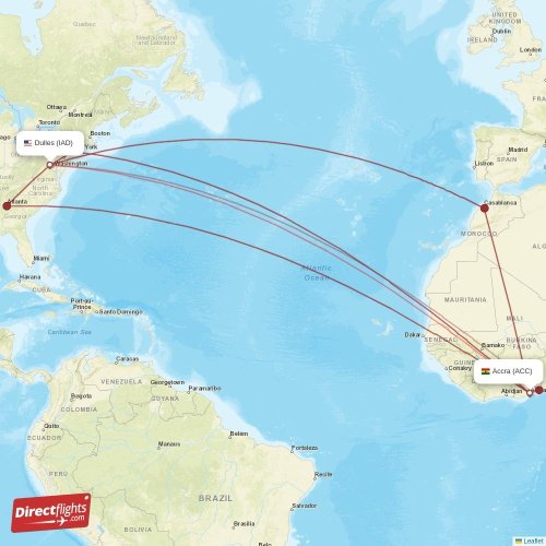 Direct flights from Accra to Dulles, ACC to IAD non-stop ...