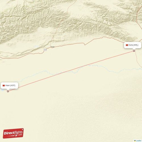 Direct flights from Alaer to Korla (ACF-KRL) - Directflights.com