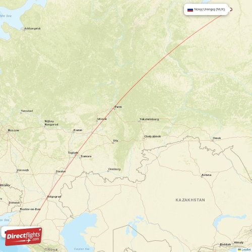 Direct flights from Adler/Sochi to Novyj Urengoj, AER to NUX non-stop ...