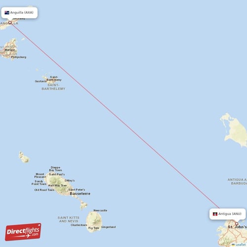 Direct flights from Antigua to Anguilla, ANU to AXA non-stop - Directflights.com