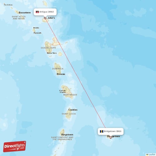 Direct flights from Antigua to Bridgetown, ANU to BGI non-stop - Directflights.com