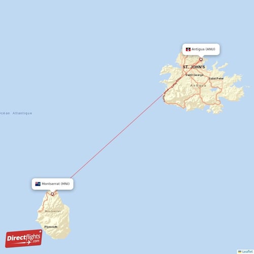 Direct flights from Antigua to Montserrat, ANU to MNI non-stop - Directflights.com