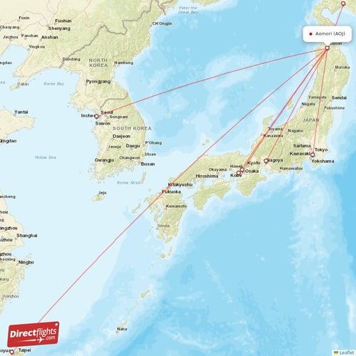 Direct flights from Aomori - 7 destinations - AOJ, Japan ...