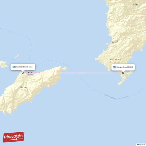 Direct flights from Karpathos to Kasos Island, AOK to KSJ non-stop - Directflights.com