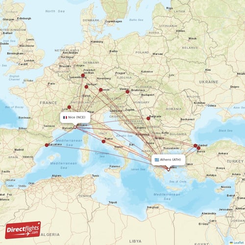 Direct flights from Athens to Nice, ATH to NCE non-stop - Directflights.com