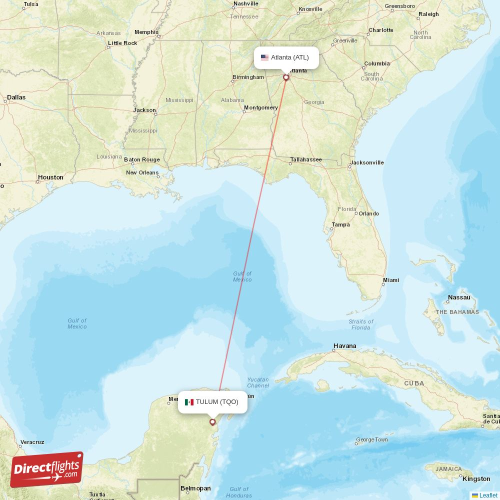 Direct flights from Atlanta to TULUM (ATL-TQO) - Directflights.com