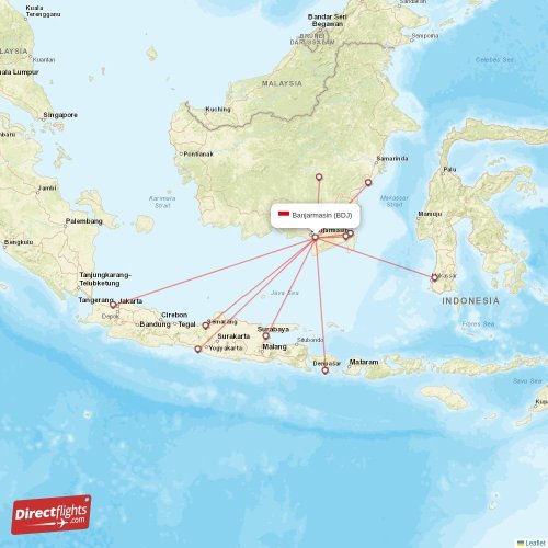 Direct flights from Banjarmasin - 12 destinations - BDJ, Indonesia ...