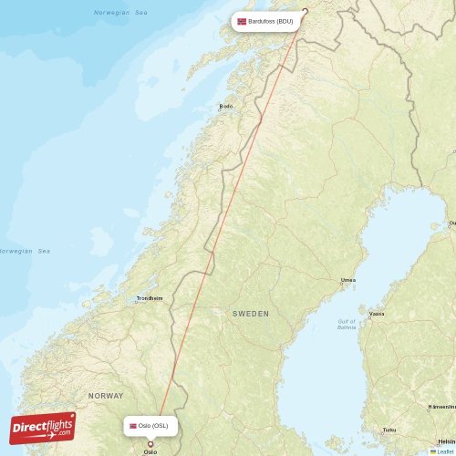 Direct flights from Bardufoss to Oslo (BDU-OSL) - Directflights.com