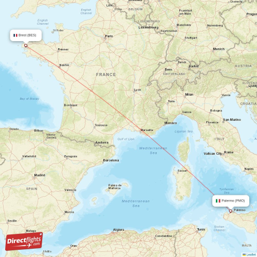 Direct flights from Brest to Palermo (BES-PMO) - Directflights.com