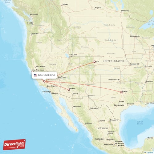 Direct flights from Bakersfield - 4 destinations - BFL, USA ...
