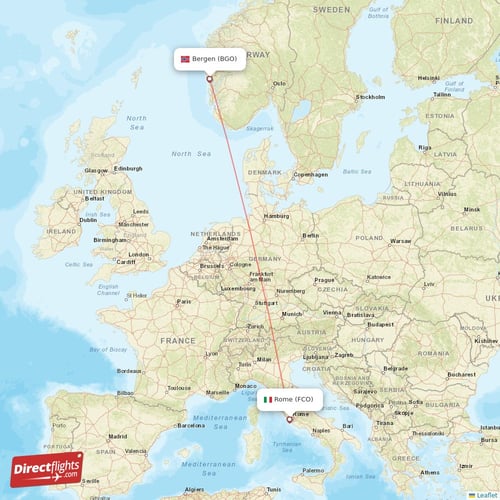 Direct flights from Bergen to Rome, BGO to FCO non-stop - Directflights.com