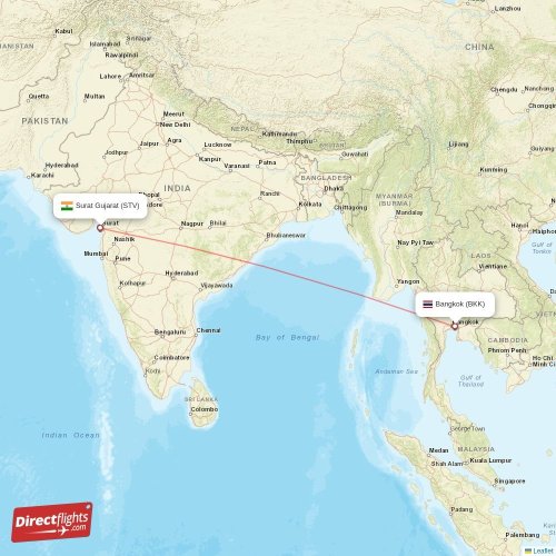 Direct flights from Bangkok to Surat Gujarat (BKK-STV) - Directflights.com