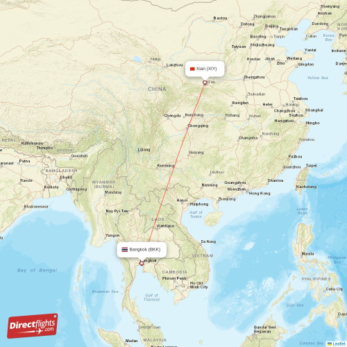 Direct flights from Bangkok to Xian (BKK-XIY) - Directflights.com