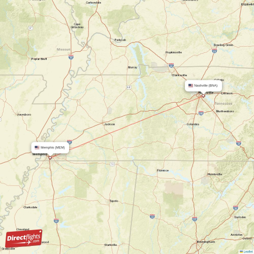 Direct flights from Nashville to Memphis (BNA-MEM) - Directflights.com