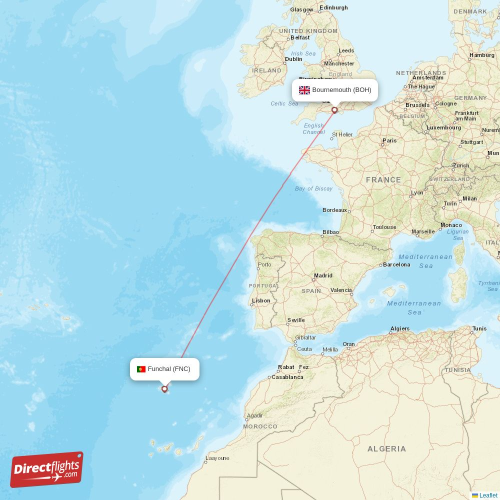 Direct flights from Bournemouth to Funchal (BOH-FNC) - Directflights.com