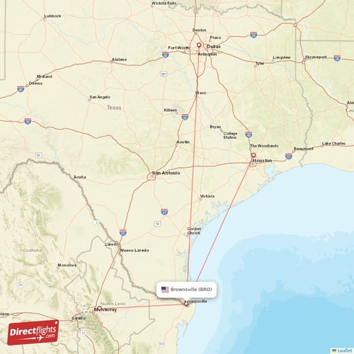 Direct flights from Brownsville - 3 destinations - BRO, USA ...