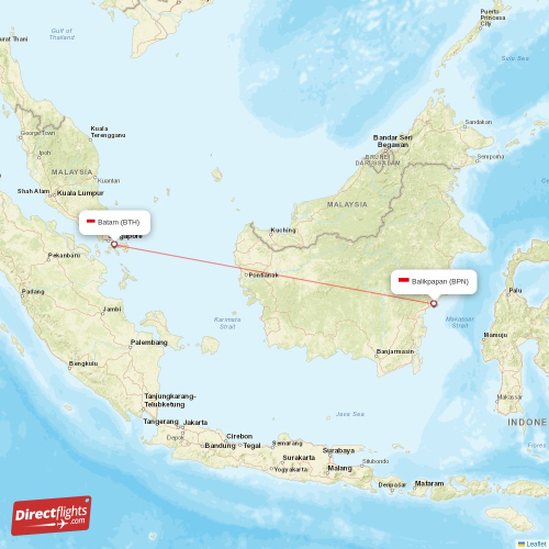 Direct flights from Batam to Balikpapan (BTH-BPN) - Directflights.com