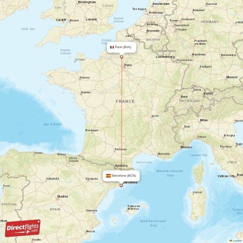 Direct flights from Paris to Barcelona (BVA-BCN) - Directflights.com