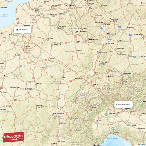 Direct flights from Paris to Milan (BVA-BGY) - Directflights.com
