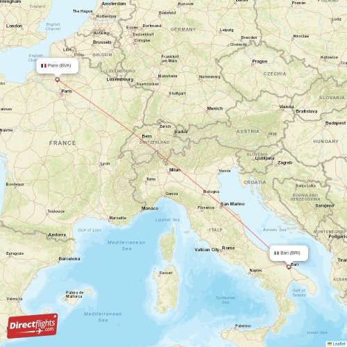 Direct flights from Paris to Bari (BVA-BRI) - Directflights.com