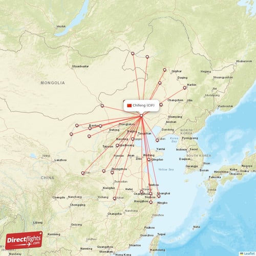 Direct flights from Chifeng - 28 destinations - CIF, China - Directflights.com