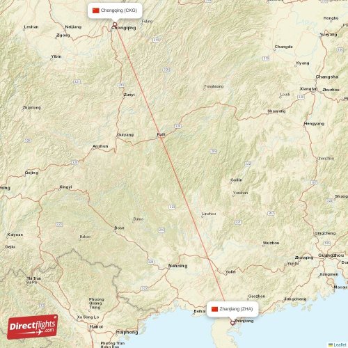 Direct flights from Chongqing to Zhanjiang (CKG-ZHA) - Directflights.com