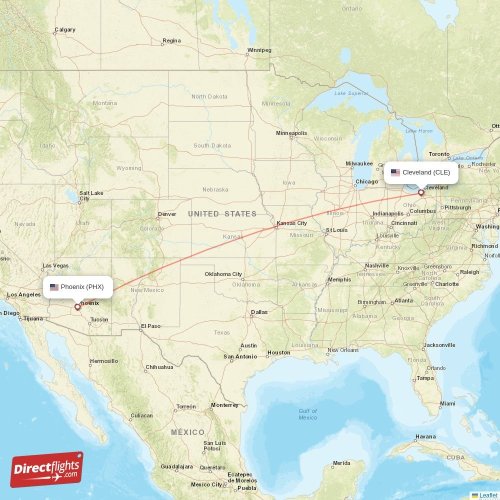 Direct flights from Cleveland to Phoenix (CLE-PHX) - Directflights.com
