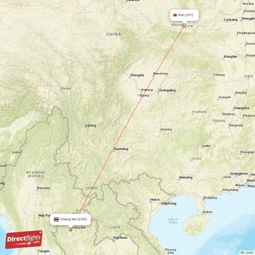 Direct flights from Chiang Mai to Xian (CNX-XIY) - Directflights.com