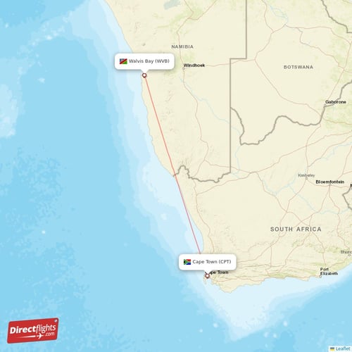 Direct flights from Cape Town to Walvis Bay, CPT to WVB non-stop - Directflights.com