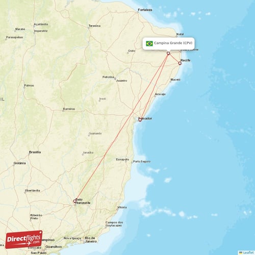 Direct flights from Campina Grande - 3 destinations - CPV, Brazil ...