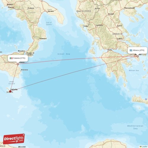 Direct flights from Catania to Athens (CTA-ATH) - Directflights.com