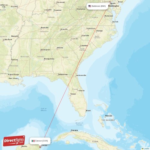 Direct flights from Cancun to Baltimore (CUN-BWI) - Directflights.com