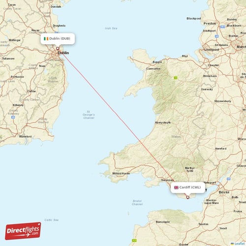Direct flights from Cardiff to Dublin (CWL-DUB) - Directflights.com