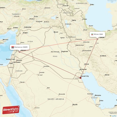 Direct flights from Damascus to Tehran, DAM to IKA non-stop - Directflights.com