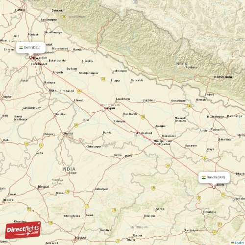 Direct flights from Delhi to Ranchi, DEL to IXR non-stop - Directflights.com