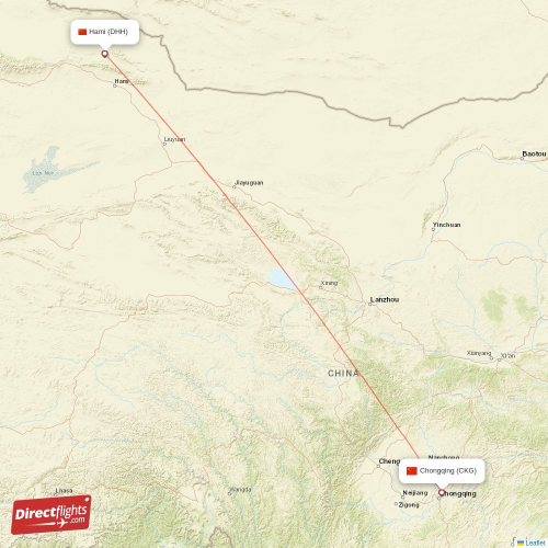 Direct flights from Hami to Chongqing (DHH-CKG) - Directflights.com
