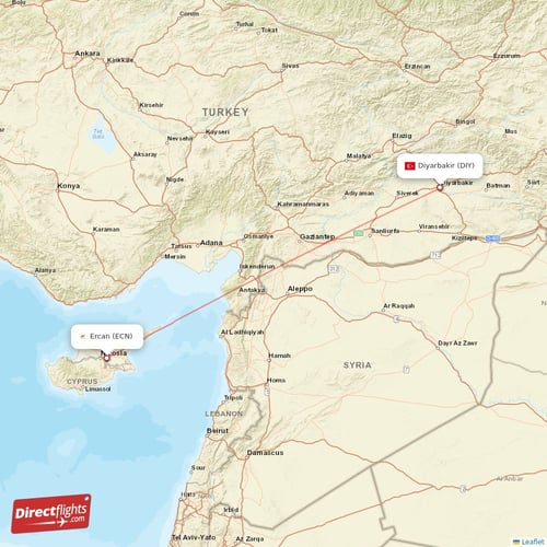 Direct flights from Diyarbakir to Ercan, DIY to ECN non-stop ...