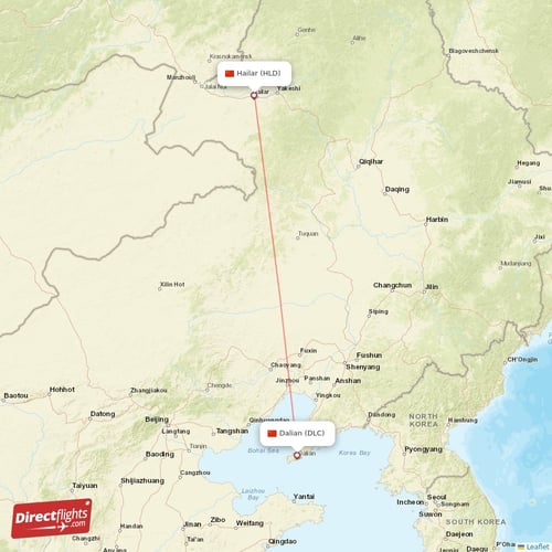Direct flights from Dalian to Hailar, DLC to HLD non-stop ...