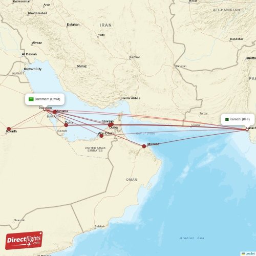 Direct flights from Dammam to Karachi (DMM-KHI) - Directflights.com