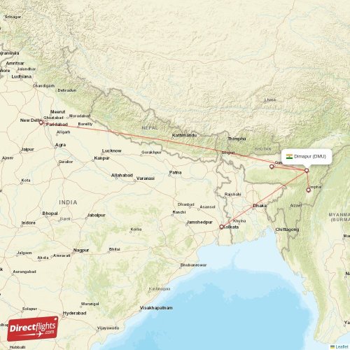 Direct flights from Dimapur - 4 destinations - DMU, India ...