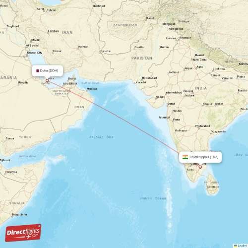 Direct flights from Doha to Tiruchirappalli (DOH-TRZ) - Directflights.com