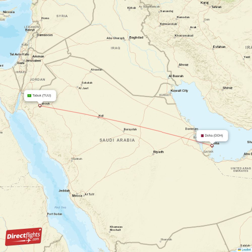 Direct flights from Doha to Tabuk (DOH-TUU) - Directflights.com