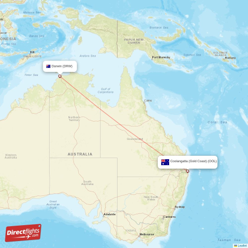 Direct flights from Darwin to Coolangatta (Gold Coast) (DRW-OOL ...