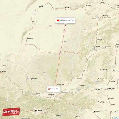 Direct flights from Dongsheng to Xian, DSN to XIY non-stop ...