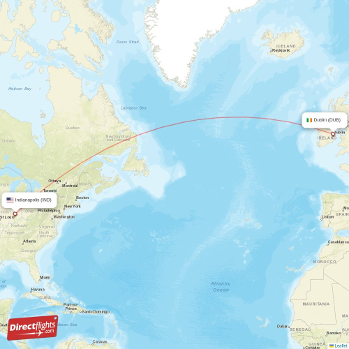 Direct flights from Dublin to Indianapolis (DUB-IND) - Directflights.com