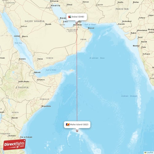 Direct flights from Dubai to Mahe Island, DXB to SEZ non-stop - Directflights.com