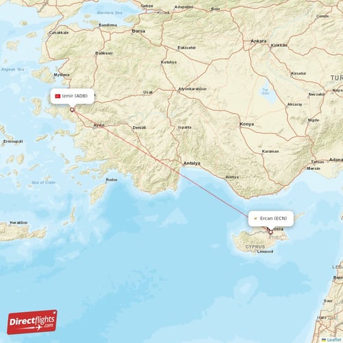 Direct flights from Ercan to Izmir, ECN to ADB non-stop - Directflights.com