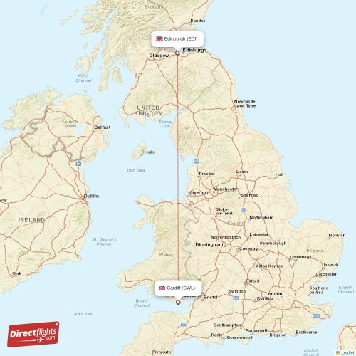 Direct flights from Edinburgh to Cardiff (EDI-CWL) - Directflights.com